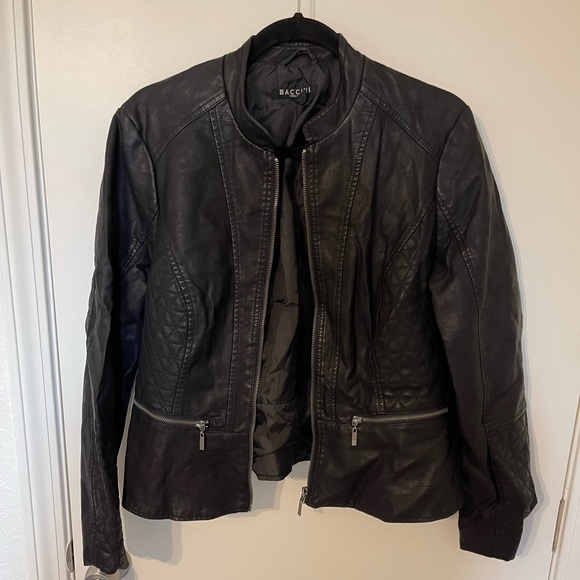 Baccini | Jackets & Coats | Baccini Leather Jacket Size Large Black ...